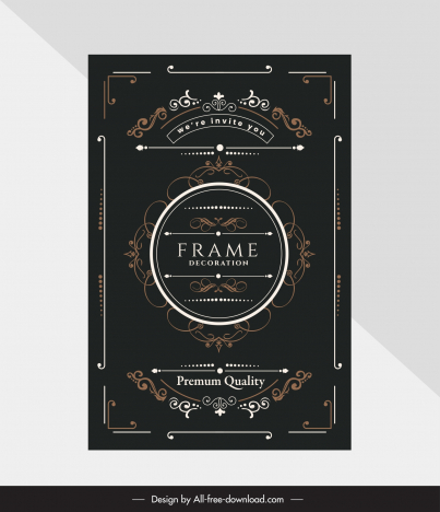 Vintage frame template dark classic symmetric shapes vectors stock in ...